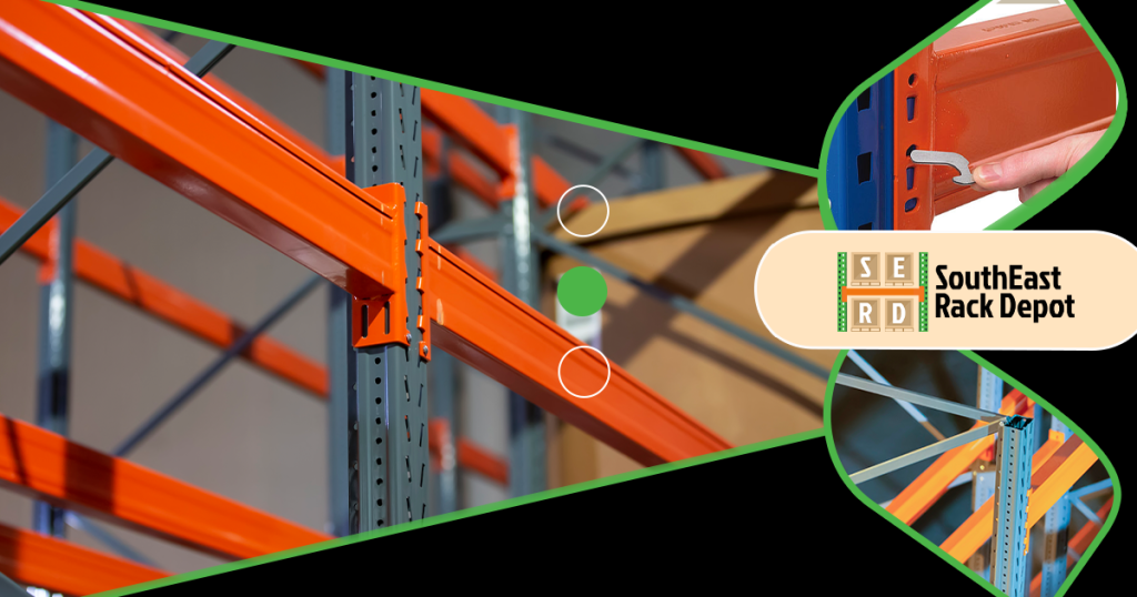 Warehouse safety with pallet racking safety lock systems.